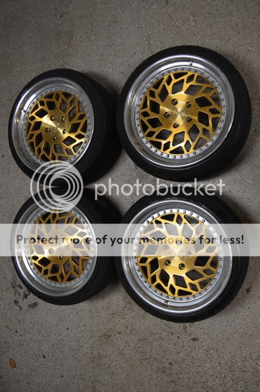 For Sale: WCI MD1 3pc wheels (18x9 +39, 1.5in lips) Trans Gold Finish (NJ)